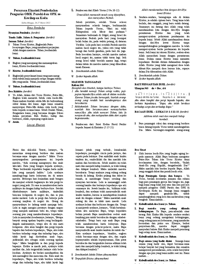 Teks Perayaan Ekaristi | PDF