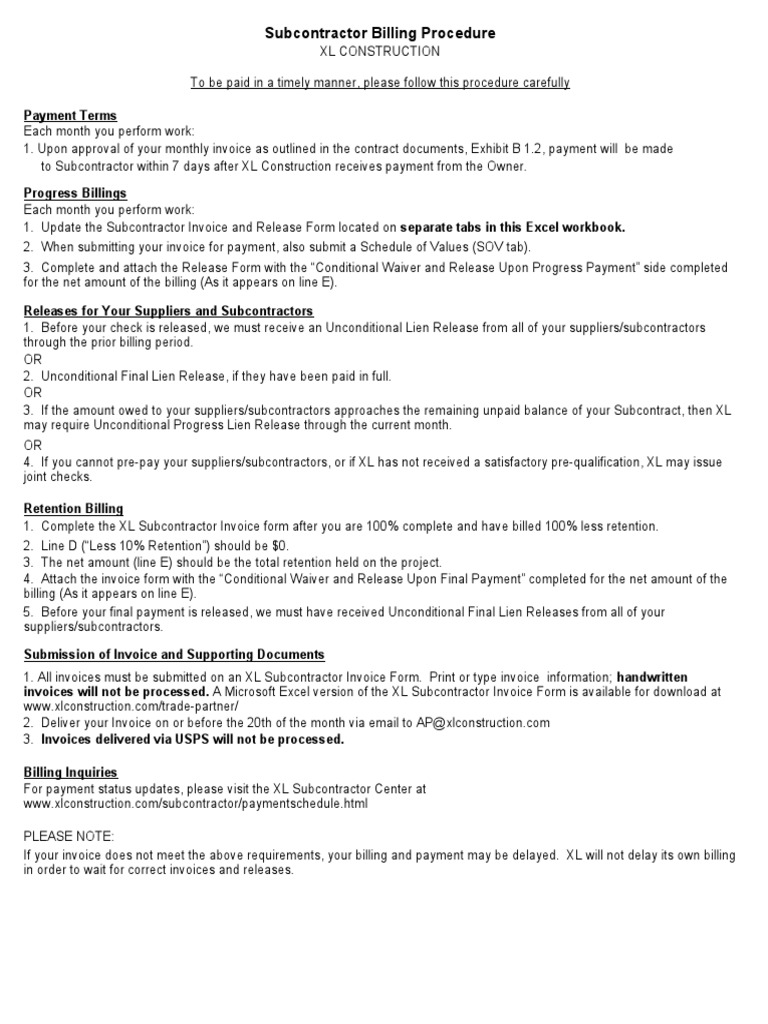Subcontractor Invoice Submission Guide | PDF | Invoice | Private Law