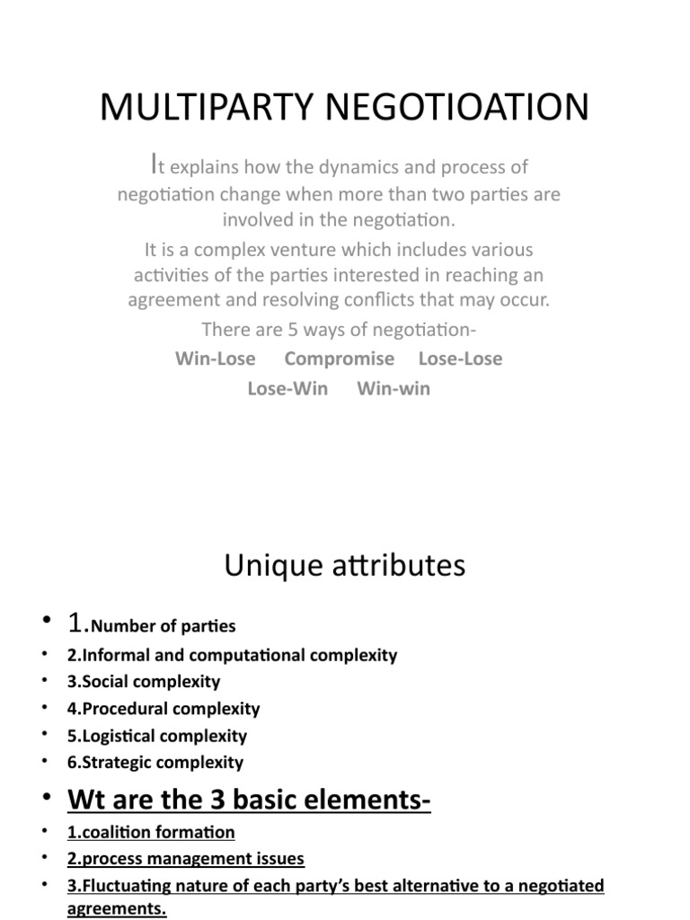 Multi Party Negotiation | PDF | Negotiation | Decision Making