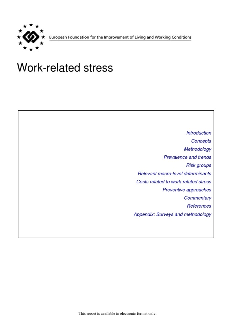 Work-Related Stress: This Report Is Available in Electronic Format Only ...