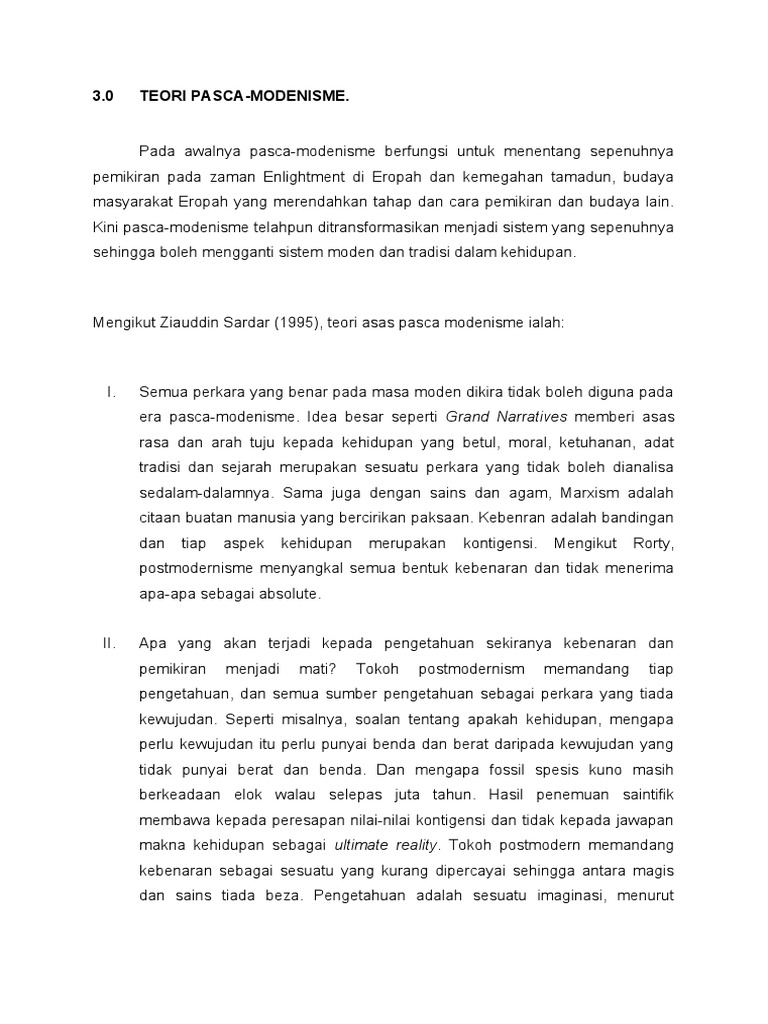 Teori Dan Cabaran Pasca Modenisme | PDF