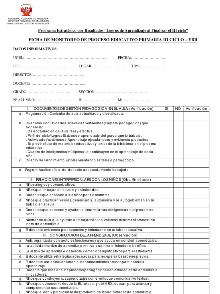 Ficha de Monitoreo | PDF | Aprendizaje | Comunicación