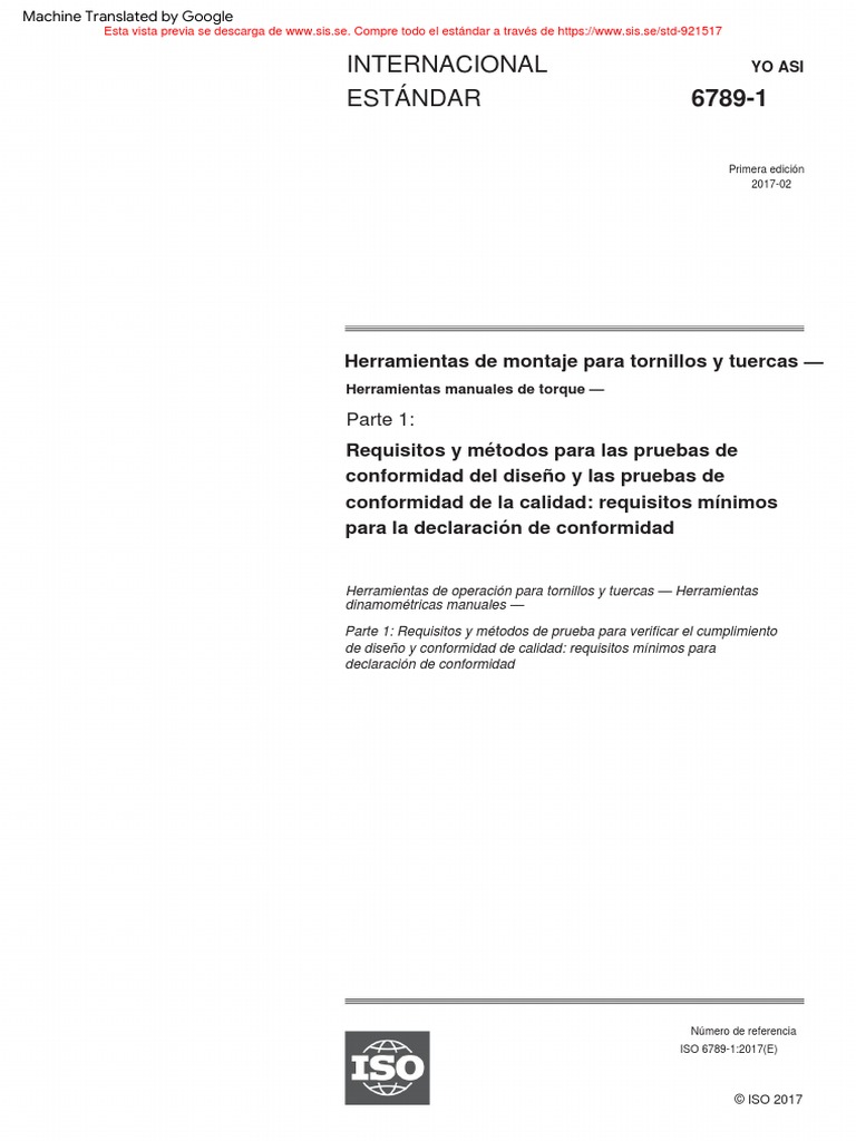 Iso 6789 1 2017 en PDF | PDF | Medición | Calibración