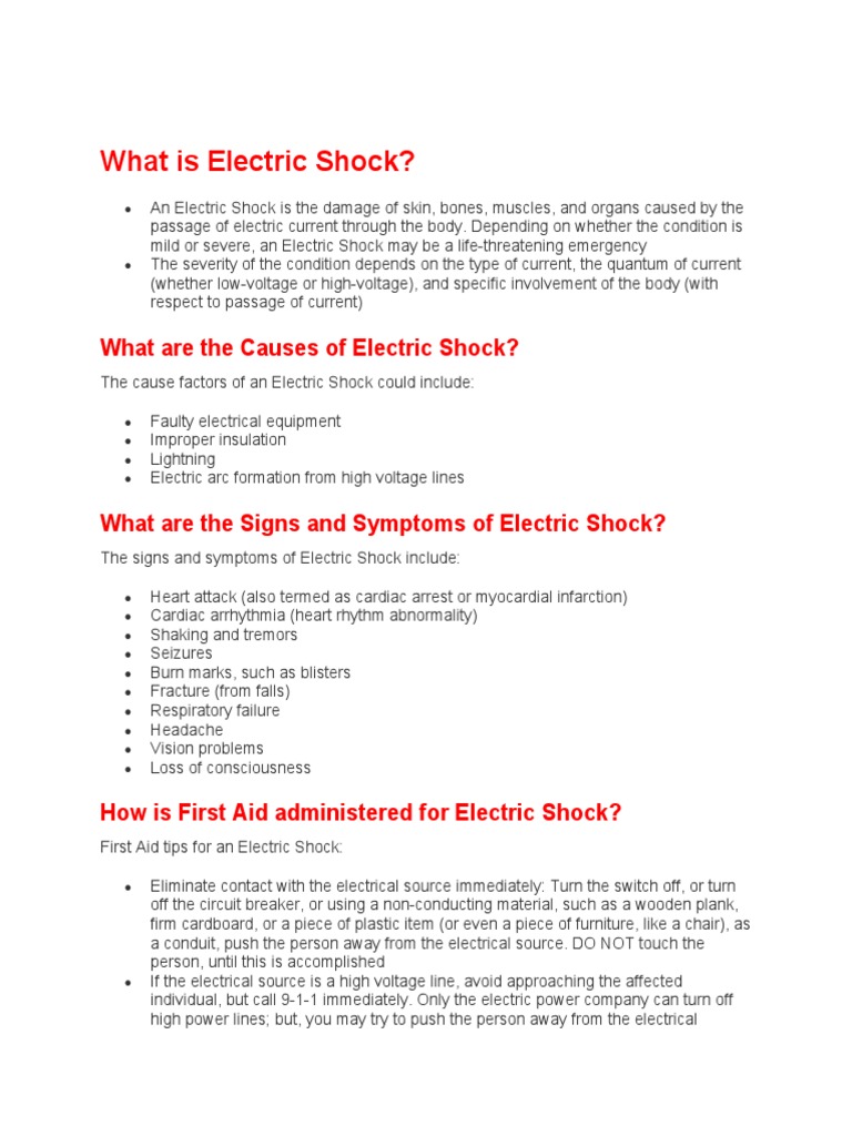 What Is Electric Shock | PDF | High Voltage | Shock (Circulatory)