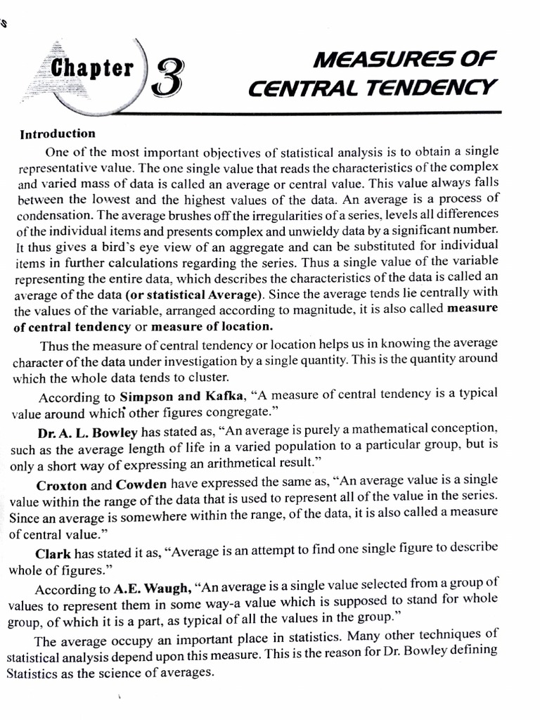 Chapter 3 (Measures of Central Tendency pt.1) Business Statistics | PDF ...