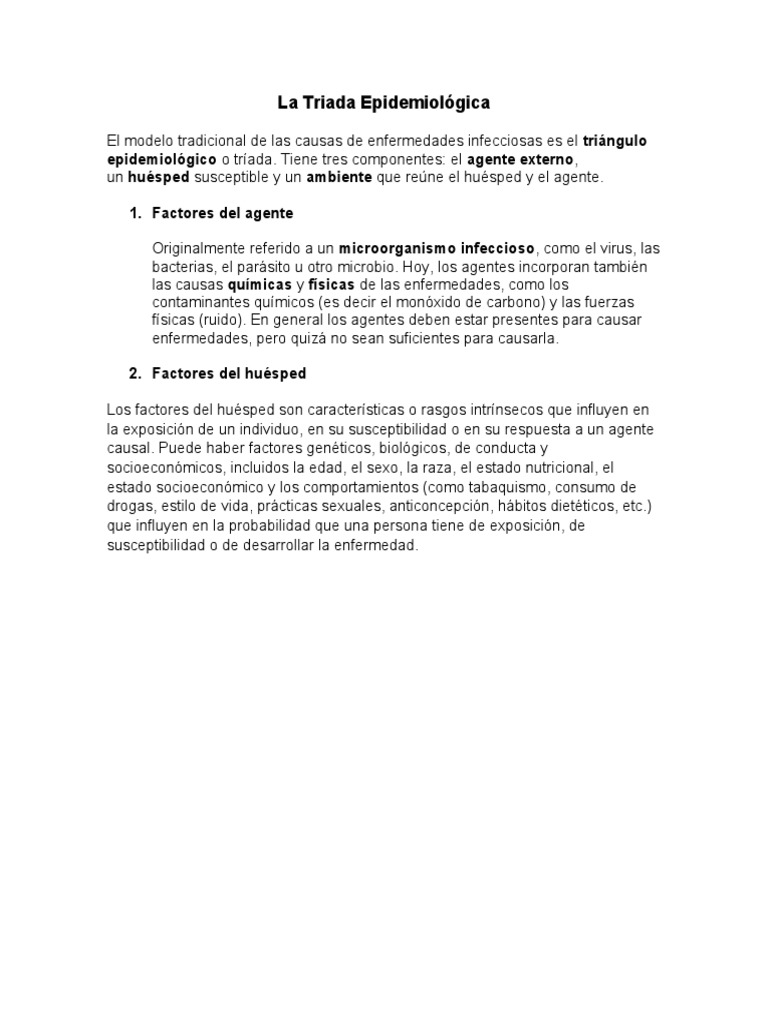 La Triada Epidemiológica y sus Componentes | PDF