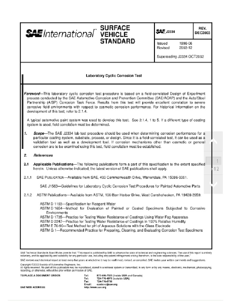 Sae J2334 2003 | PDF