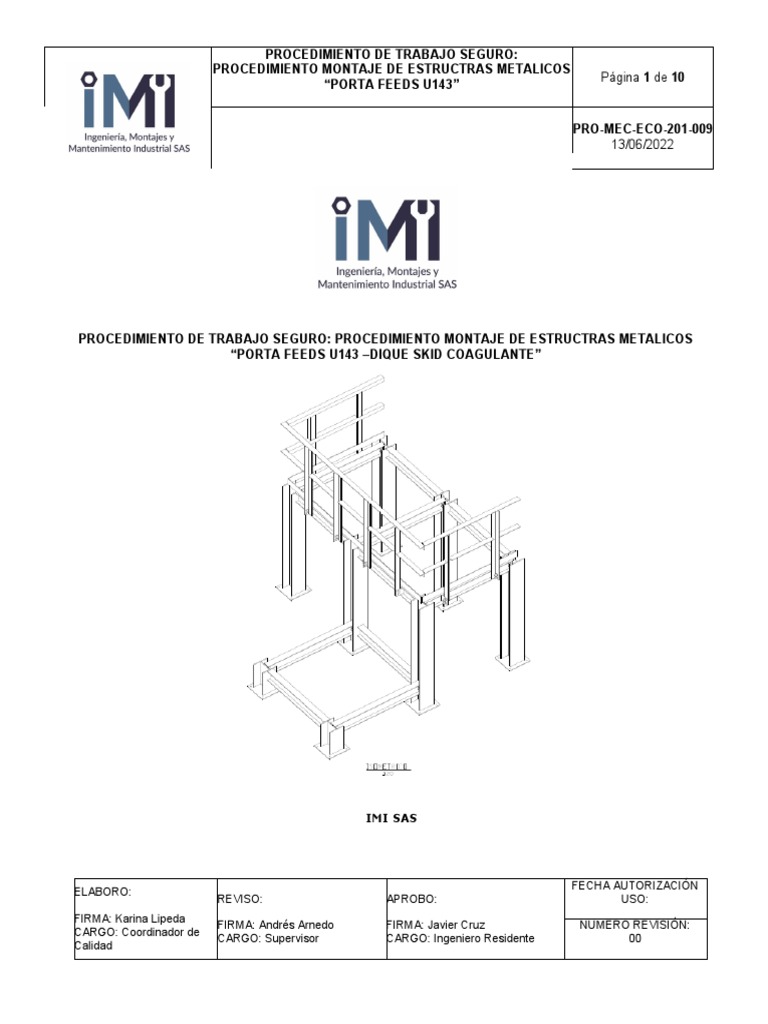 Procedimiento Montaje de Estructras Metalicos "Porta Feeds U143 - Dique ...