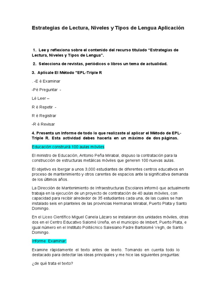 Estrategias de Lectura | PDF | Aprendizaje