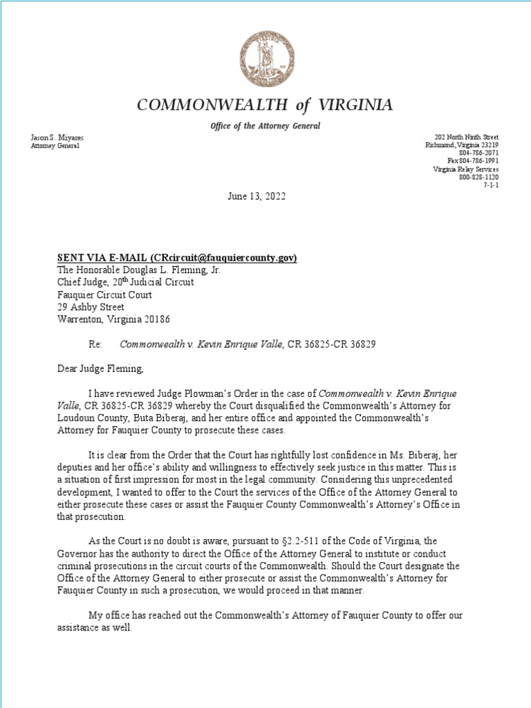 Commonwealth v. Kevin Enrique Valle, CR 36825-CR 36829 To Judge Fleming ...