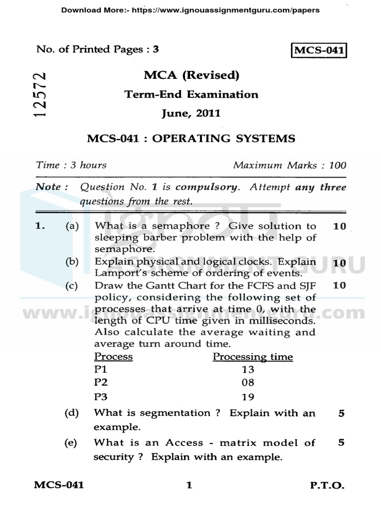 MCS 041 Previous Year Question Papers by Ignouassignmentguru | PDF ...