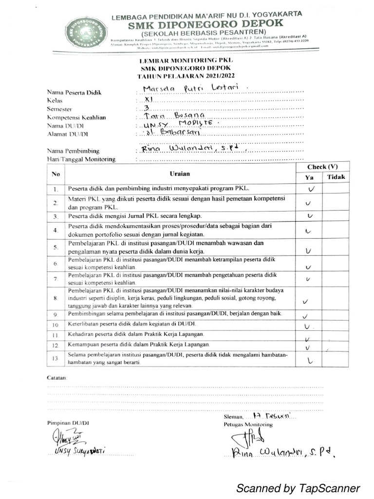 Monitoring PKL | PDF