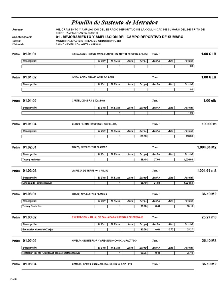 Metrados Sumaro | PDF | Ingeniería mecánica | Ingeniero civil