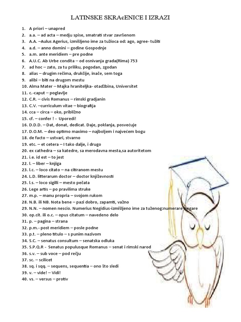 LATINSKE SKRAcENICE I IZRAZI | PDF