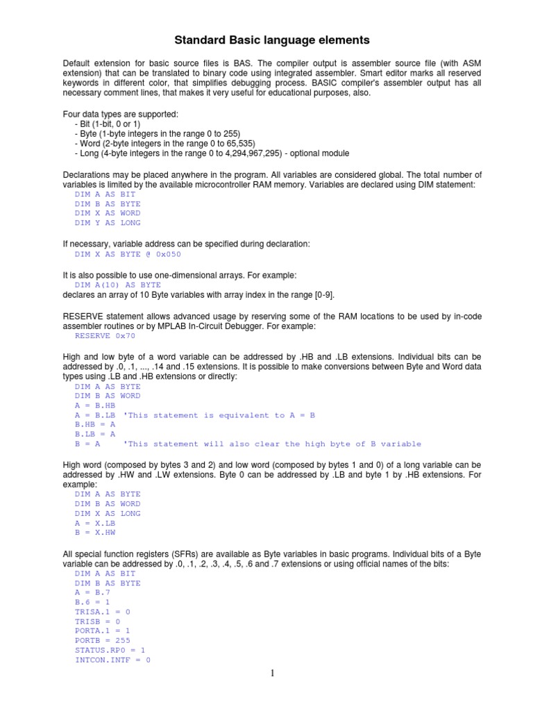 Standard Basic Language Elements | PDF | Parameter (Computer Programming) | Subroutine