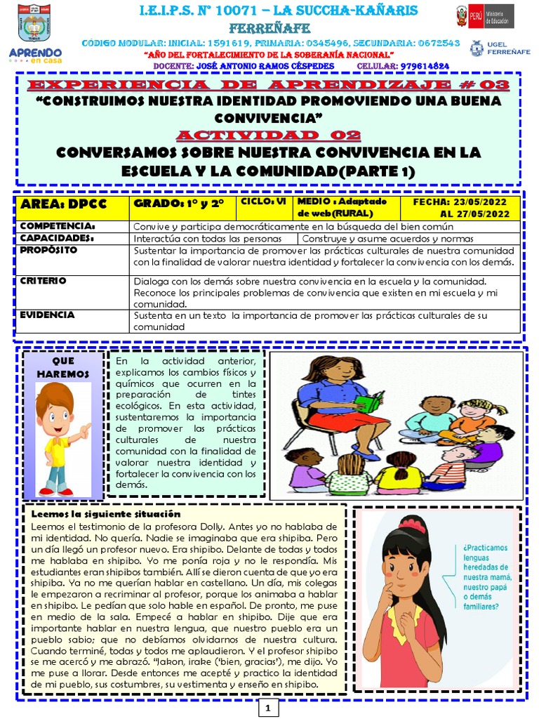DPCC RURAL 1° y 2° Exp. 3 Sesión 2 | PDF