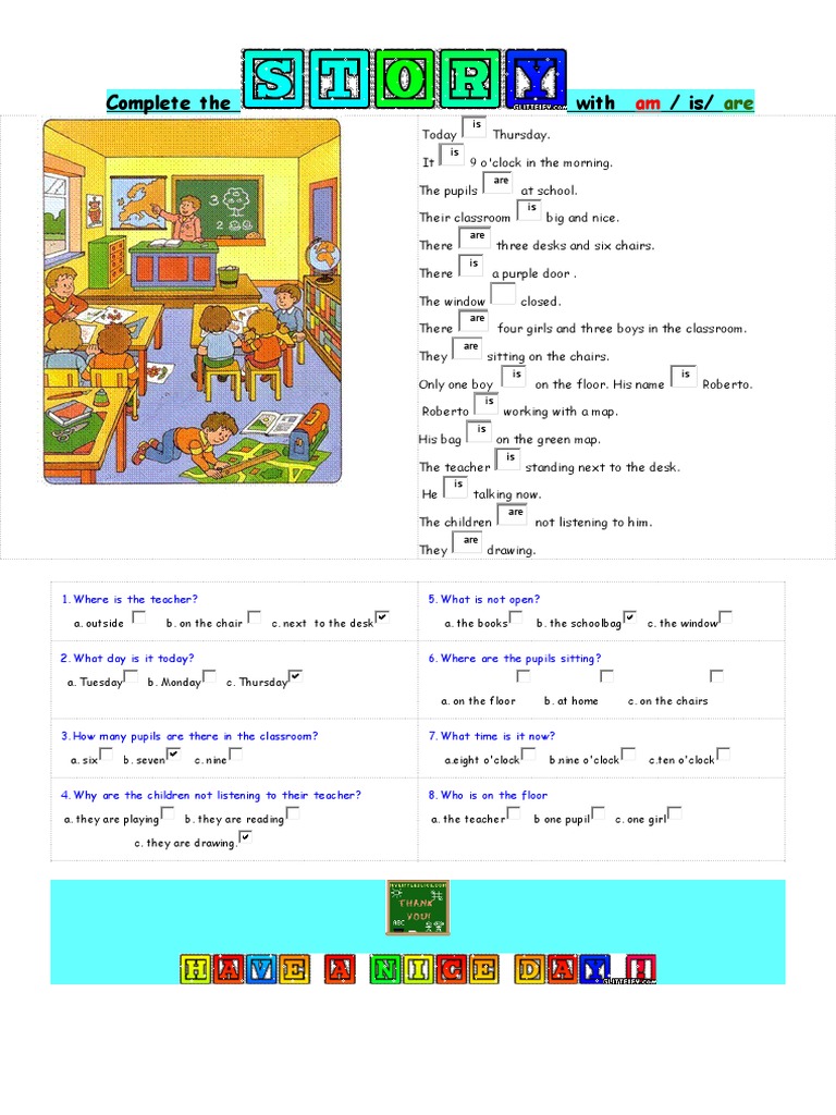 Verb To Be Complete The.... Task 1 | PDF | Classroom