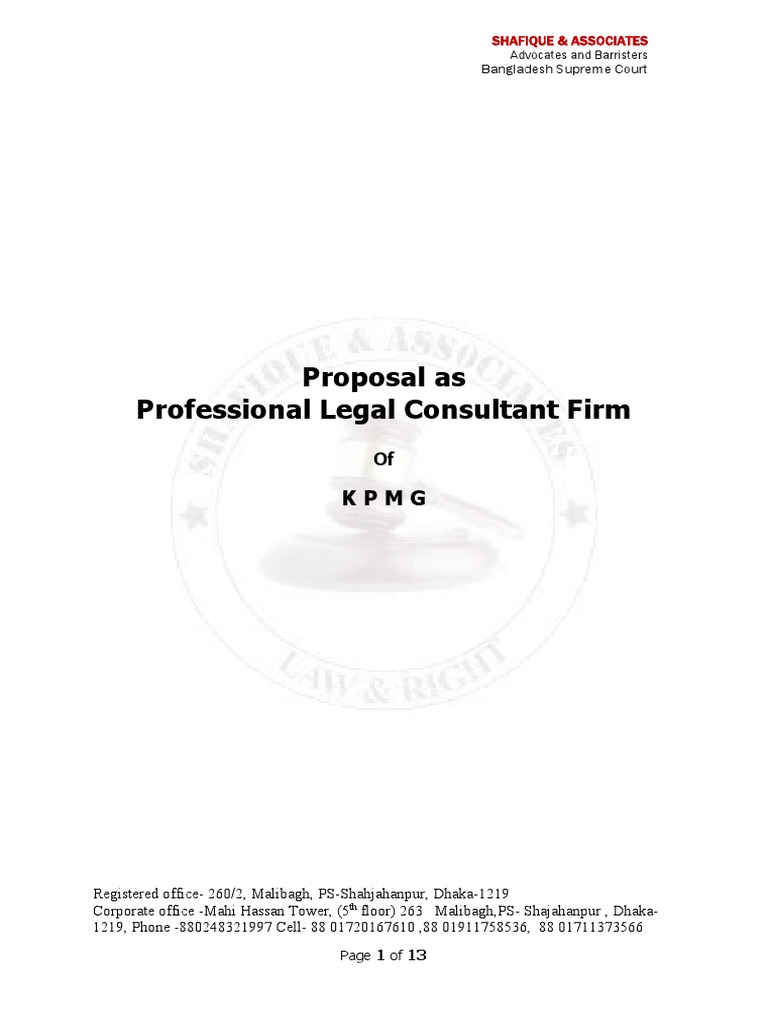 KPMG Legal Consulting Proposal | PDF | Advocate | Lawsuit