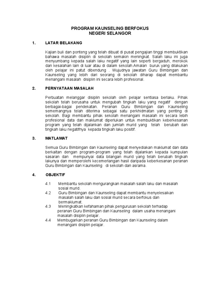 Panduan Program Kaunseling Berfokus | PDF