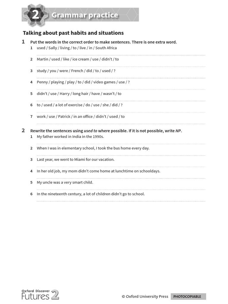 Grammar Practice: Talking About Past Habits and Situations | PDF