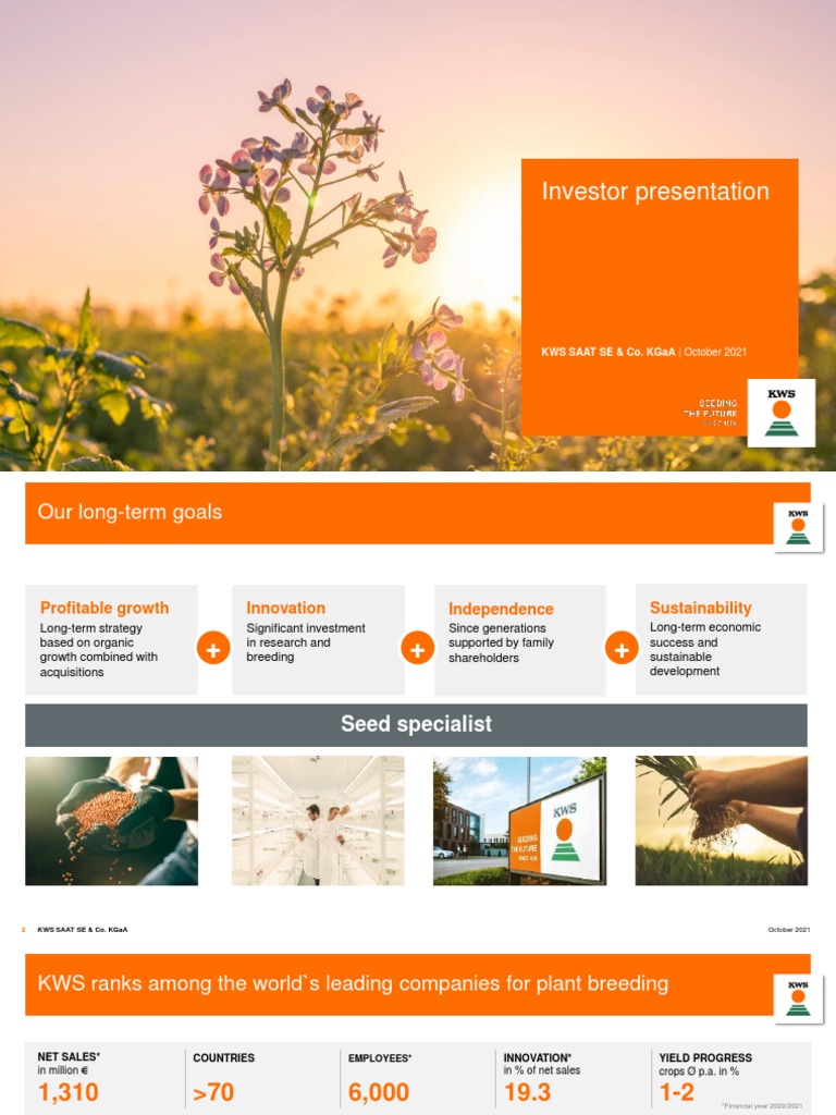 2021 10 20 Investor-Presentaion en KWS | PDF | Agriculture | Balance Sheet