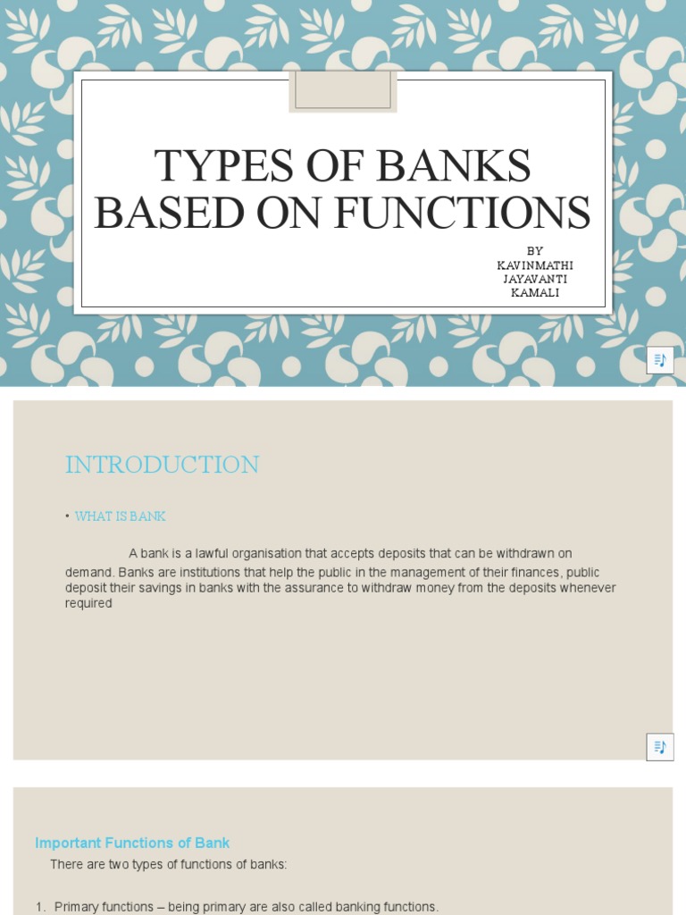Types and Functions of Banks Explained | PDF | Business | Finance ...