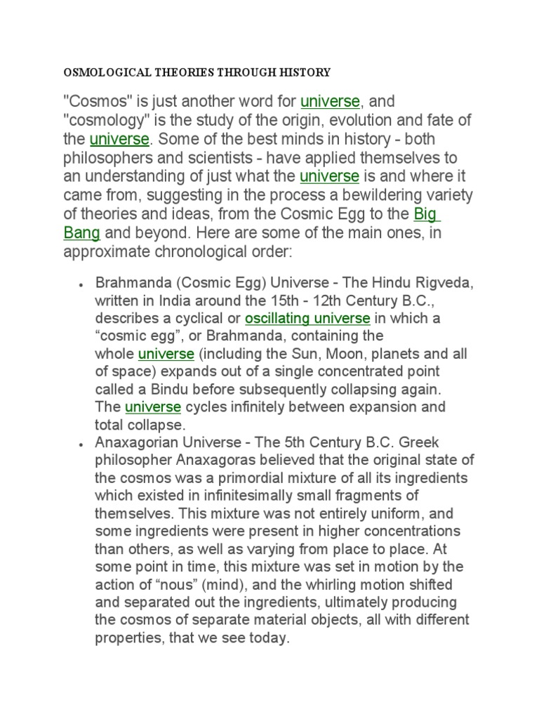 Historical Cosmological Theories | PDF | Heliocentrism | Inflation ...
