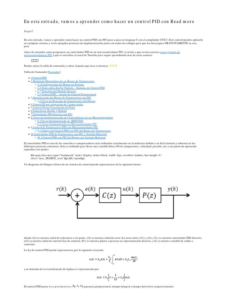 Control PID Con Microcontrolador PIC | PDF | Ingeniería Informática ...