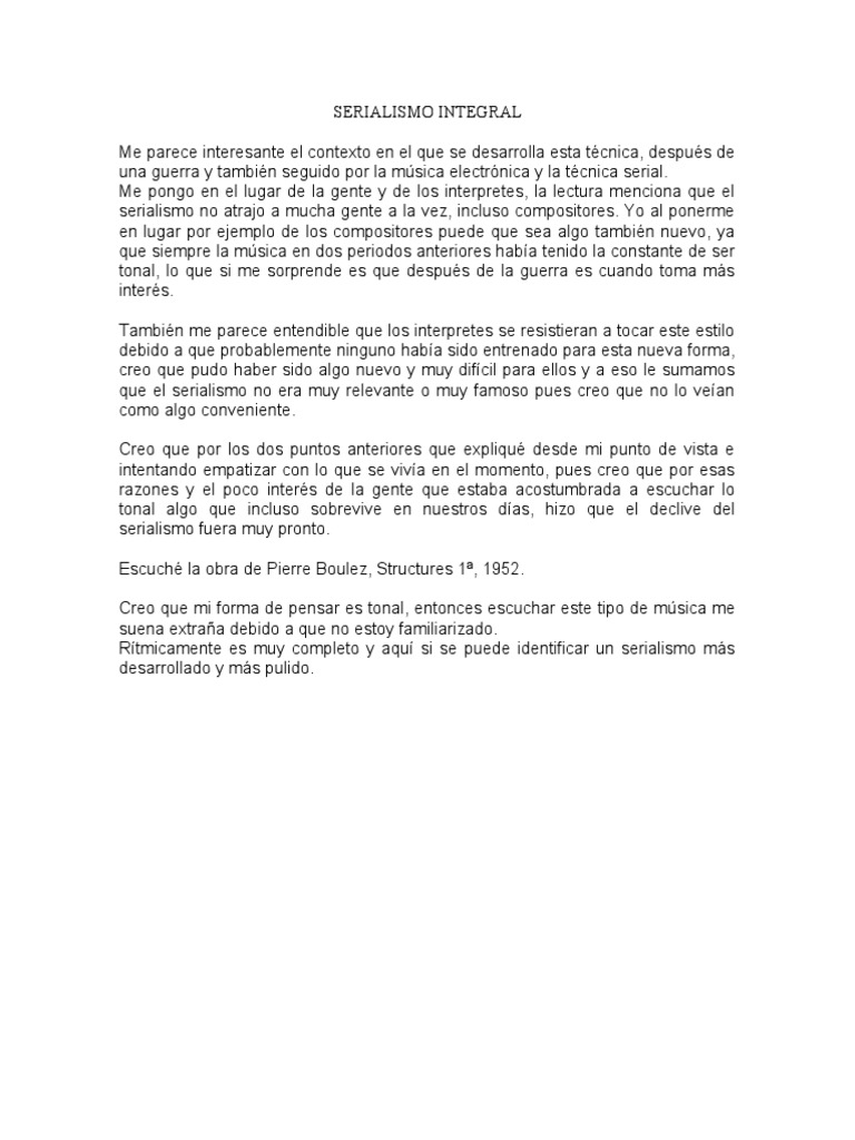 Serialismo Integral | PDF