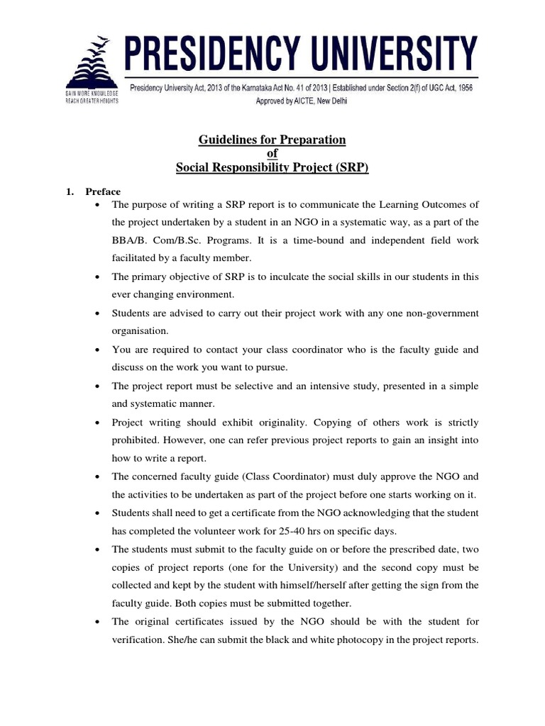 Social Responsibility Project Guidelines | PDF | Academic Degree | Non ...