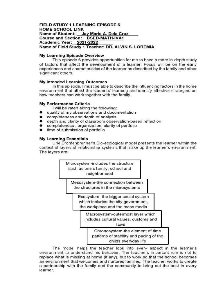 FS 1 Episode 6 Learning Activities | PDF | Learning | Parenting