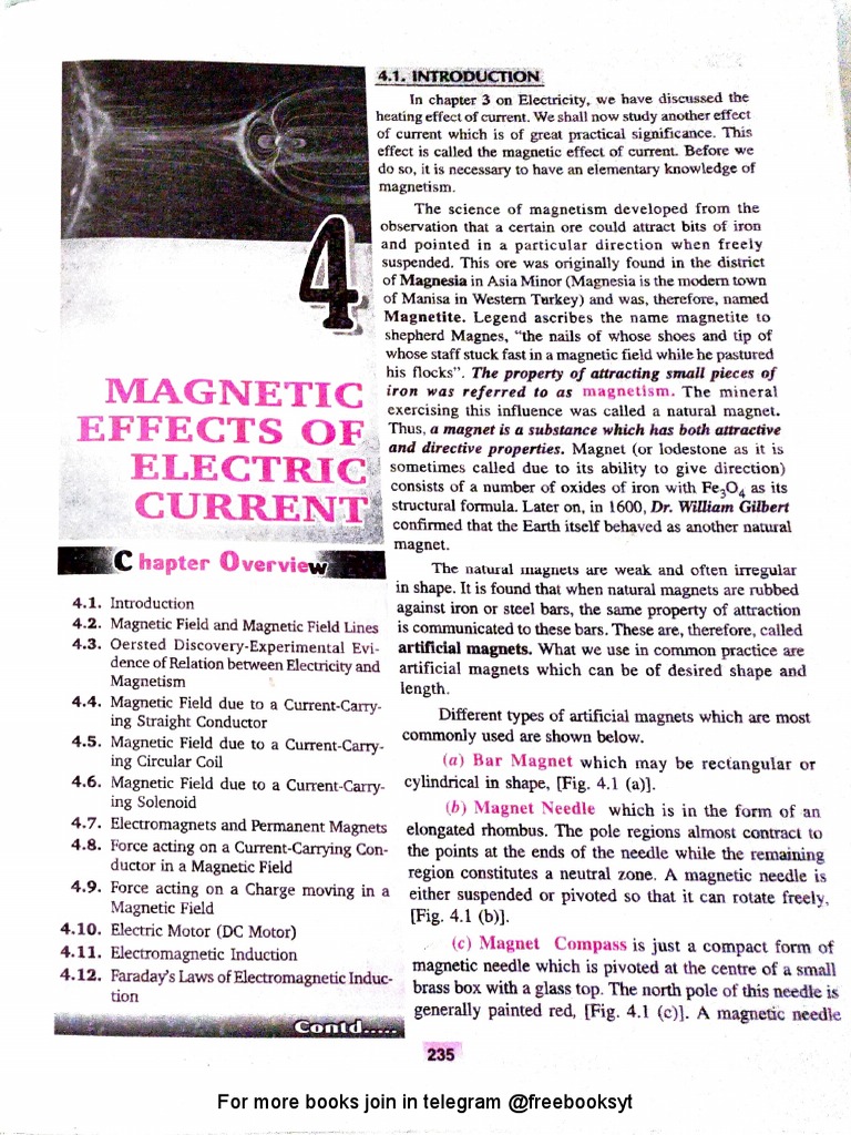 Magnetic Effect of Electric Current - Watermark | PDF
