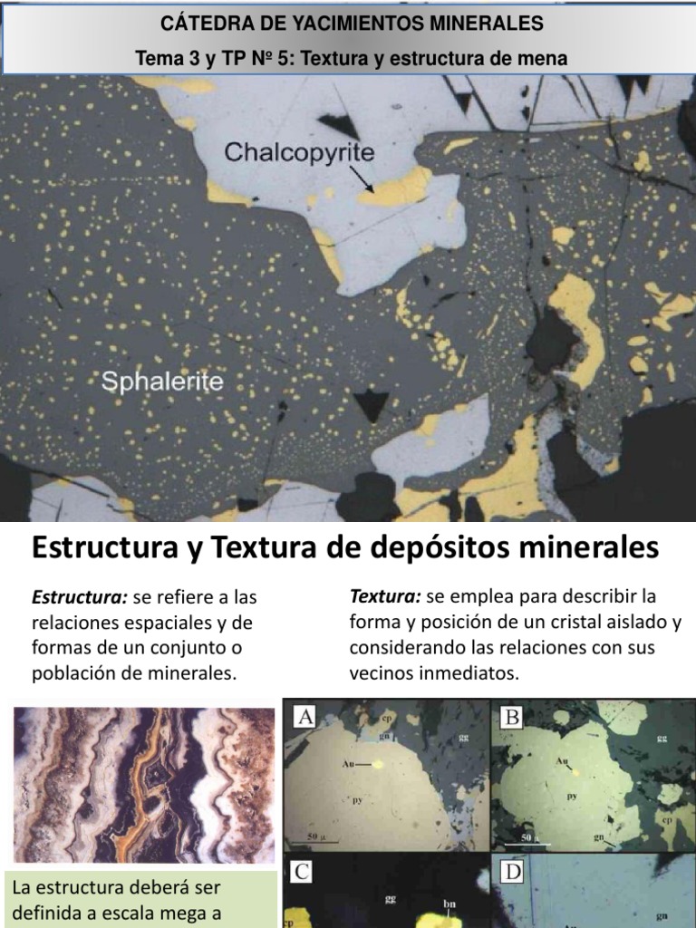 TP5 Y Tema 3 - Estructura y Textura de Menas - 2022 - Diapositivas | PDF | Roca clástica | Minerales