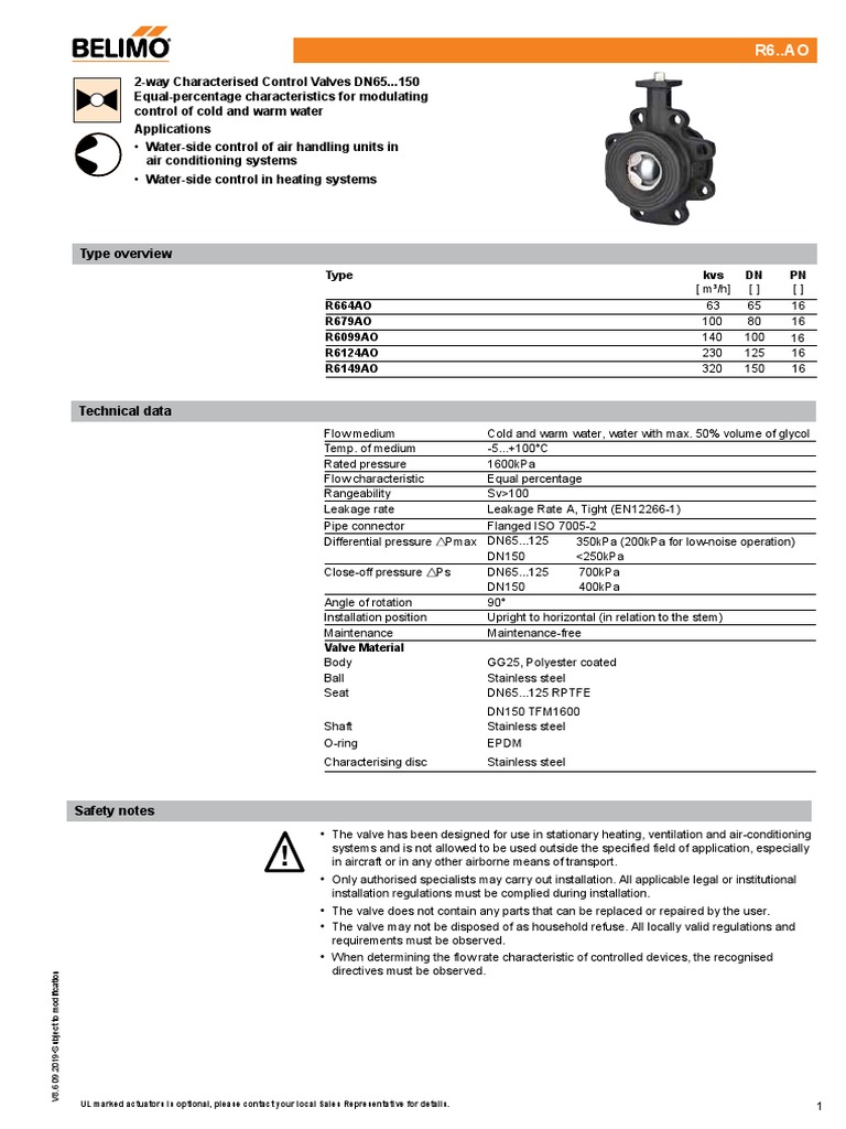 Belimo R6..AO Datasheet En-Gb | PDF | Valve | Home Appliance