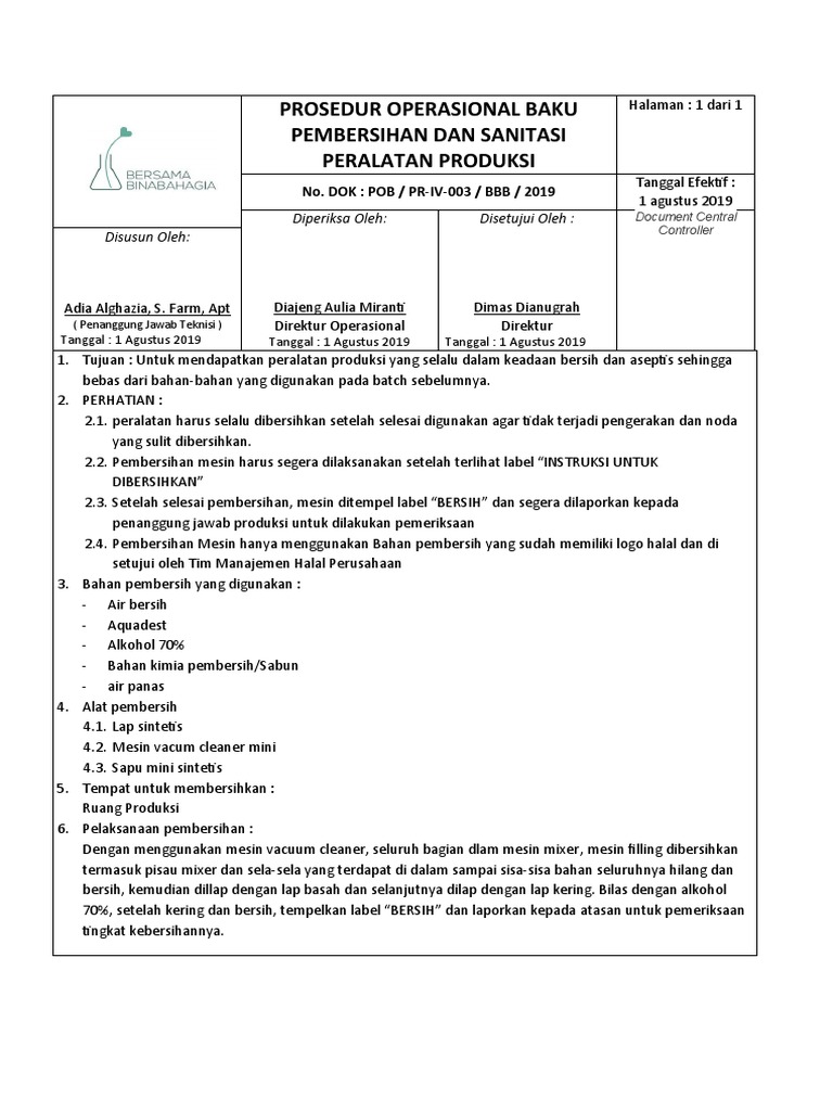 SOP Pembersihan Alat Sampling | PDF