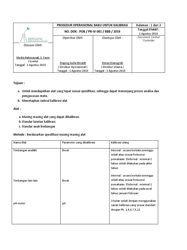 002 POB QC POB Untuk Kalibrasi | PDF