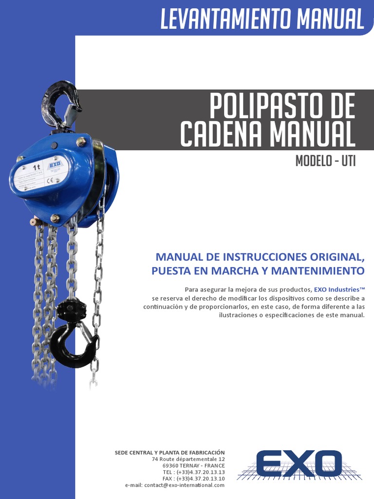 Manual - Polipasto de Cadena - Exo | PDF | Ingeniería mecánica