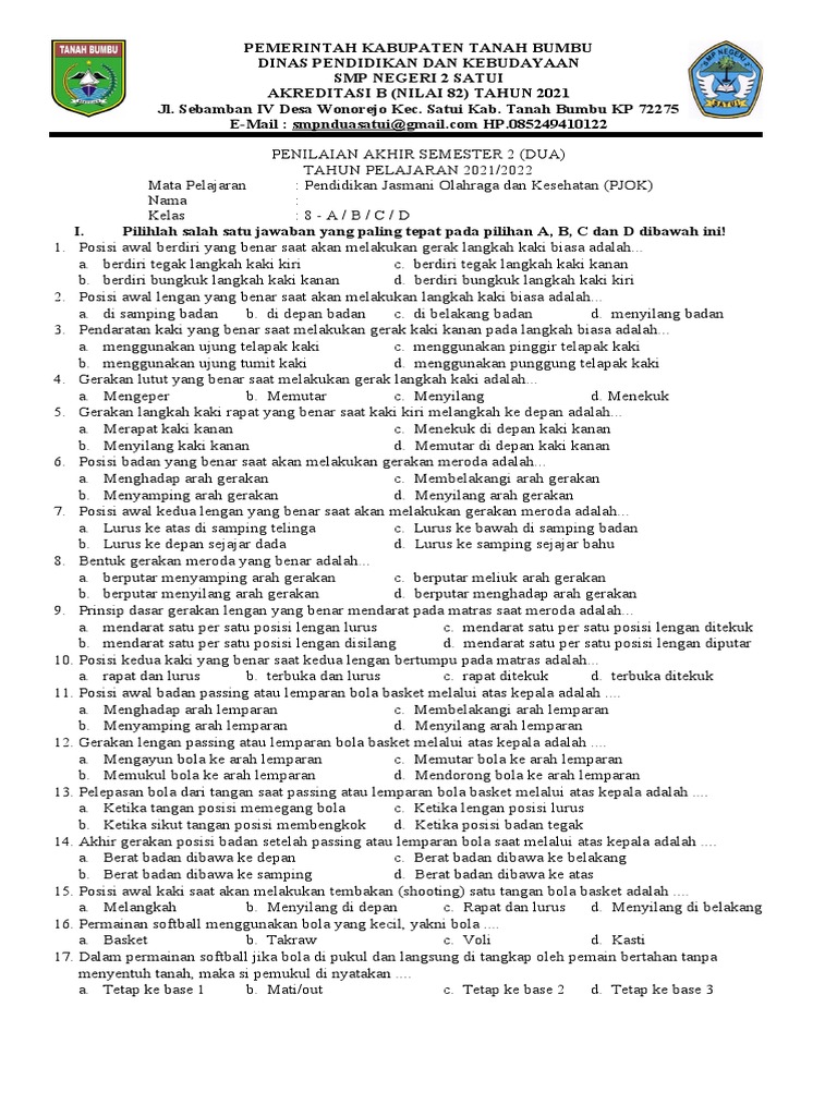 Soal Pas Kelas 8 Semester 2 2021-2022 | PDF