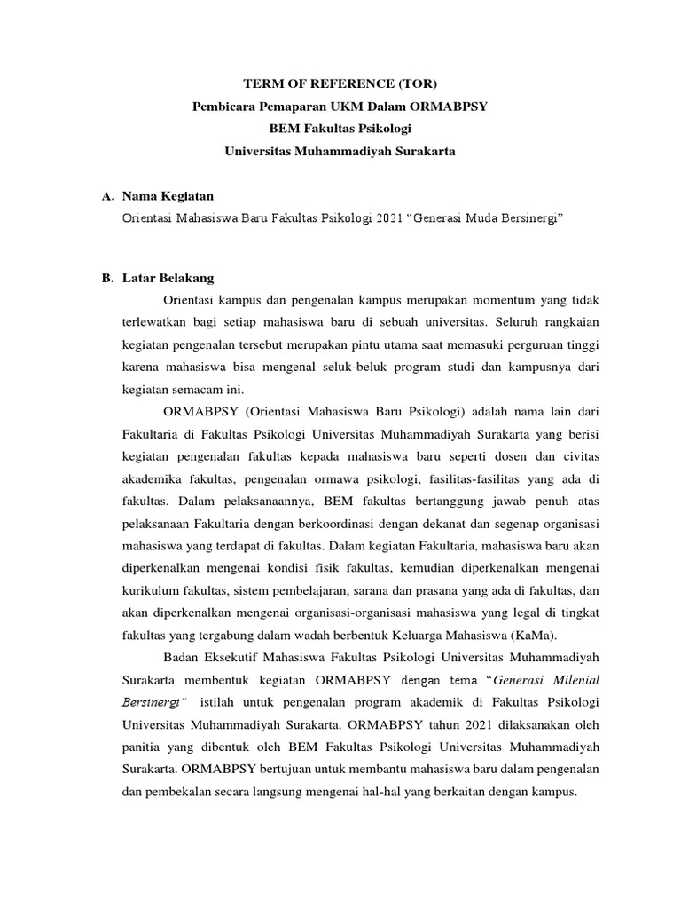 Term of Reference Contoh | PDF