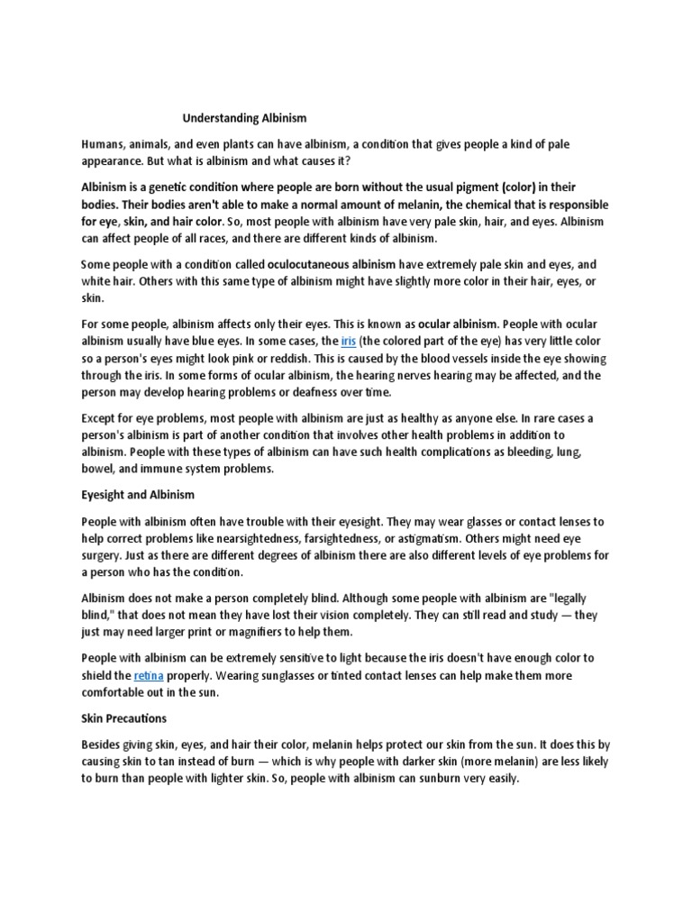 Understanding Albinism June 2021 | PDF | Clinical Medicine | Medical ...