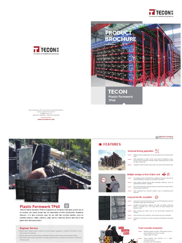 TECON Plastic Formwork TP60 | PDF | Concrete | Strength Of Materials