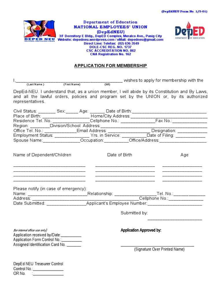 New Membership Form | PDF | Payroll | Government