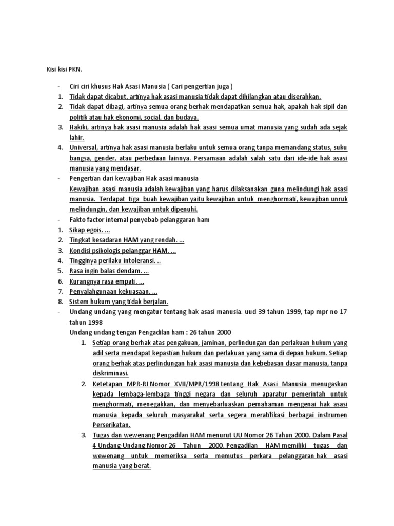 Kisi-Kisi PKN: HAM dan Pancasila | PDF