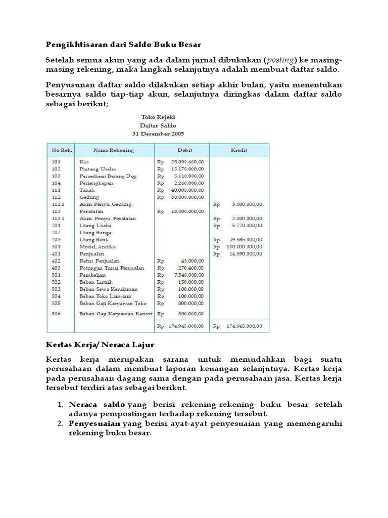 Pengikhtisaran Saldo Buku Besar Dan Neraca Lajur | PDF
