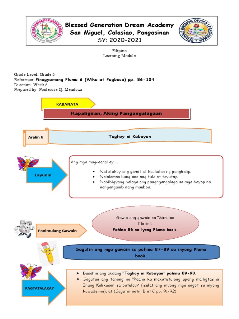 Aralin 6 Module in Filipino 6 | PDF