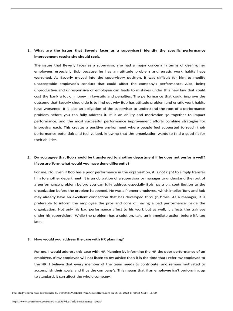 12 Task Performance 1 | PDF | Goal | Communication