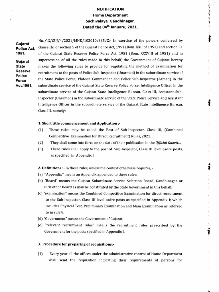 PSI Cadre Combined Competitive Examinations Rules DT 04012021 | PDF ...