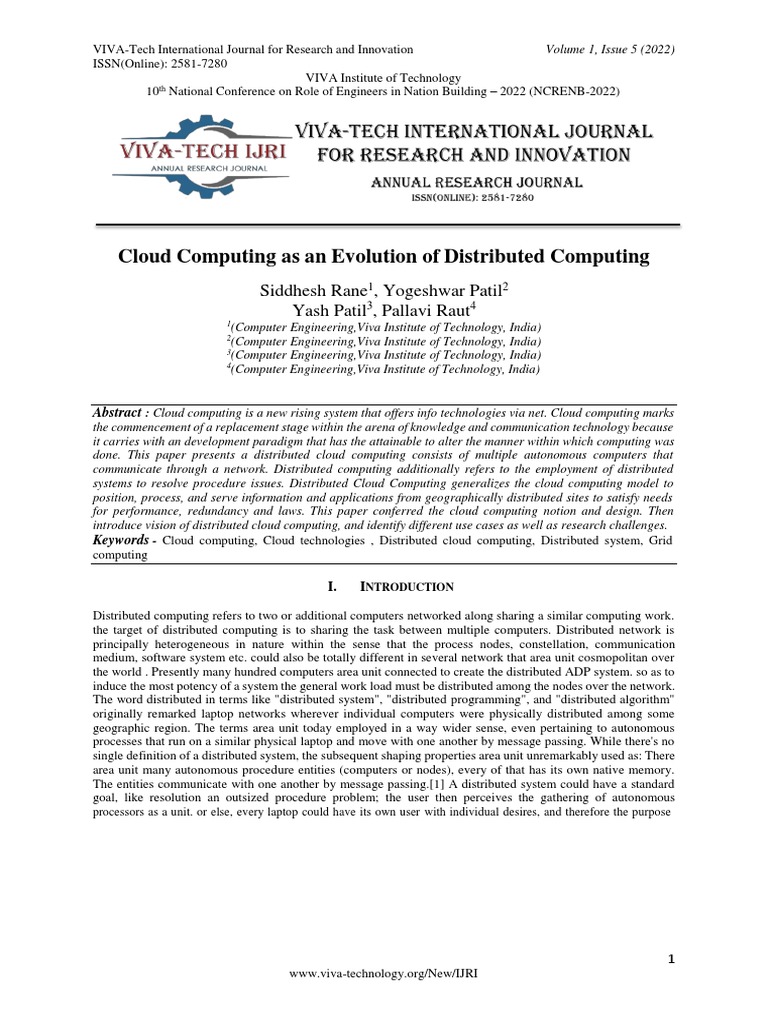 Cloud Computing As An Evolution of Distributed Computing | PDF | Cloud ...