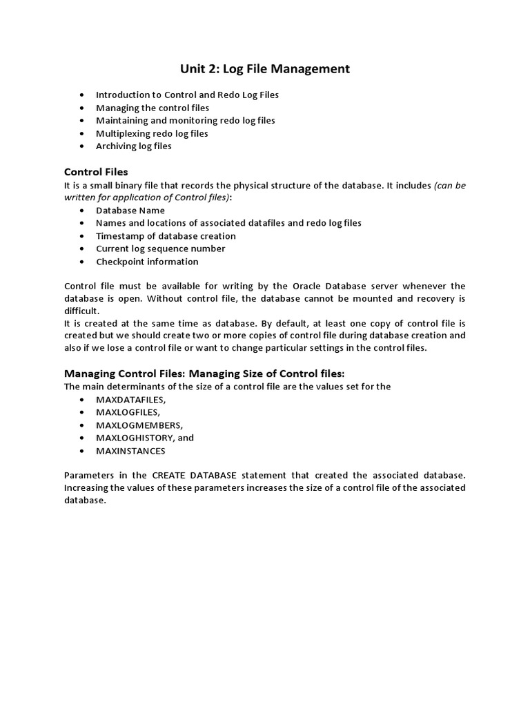 Oracle Log File Management | PDF | Computer File | Backup