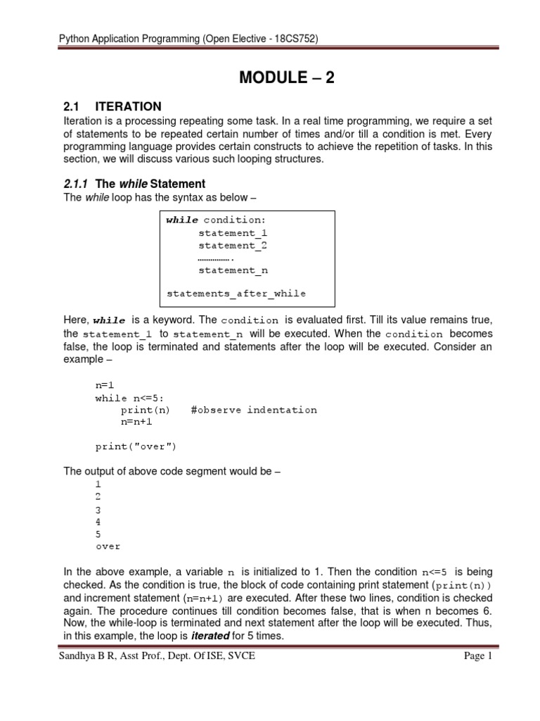 18cs752 Python 3 Pdf Control Flow Software Development 0865